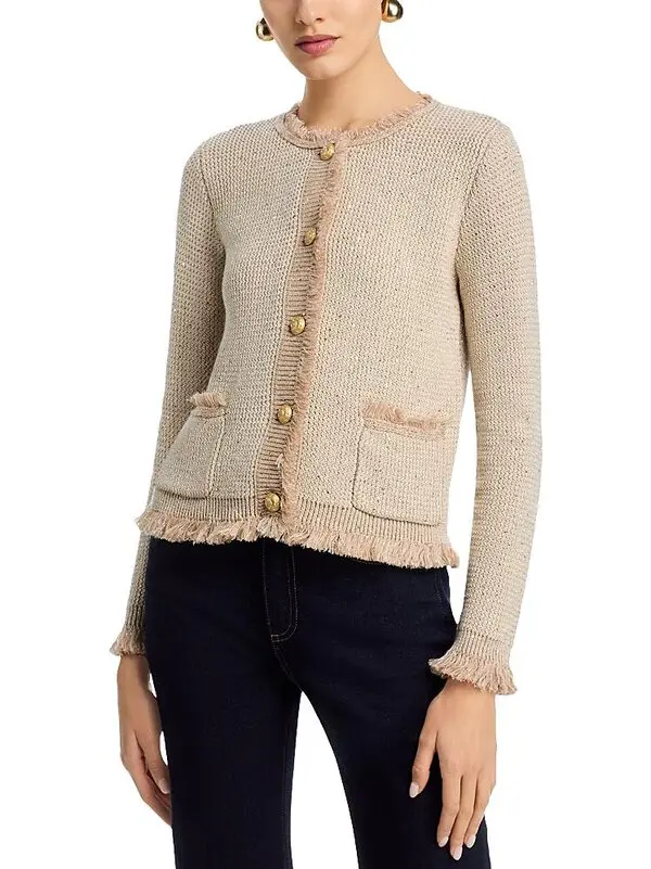 Kobi Halperin Kailey Metallic Knit Cardigan Sweater - Natural