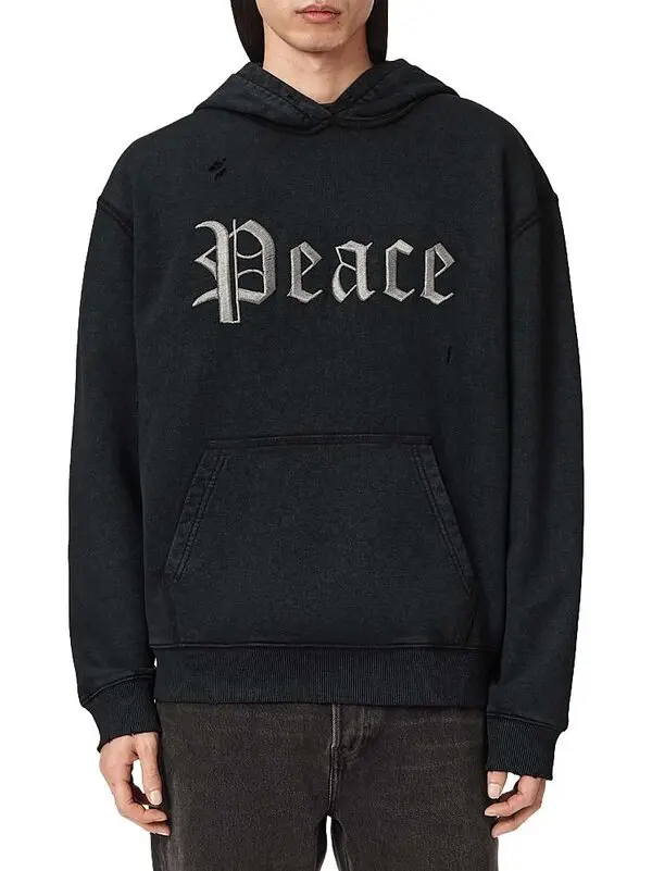 ALLSAINTS Utopia Peace Graphic Hoodie - Washed Black