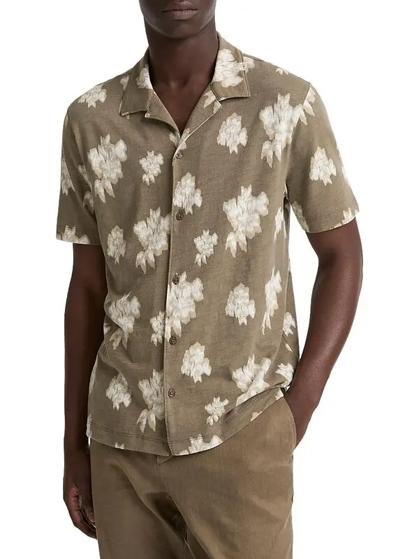 Vince Printed Slub Camp Shirt - Kalamata Combo