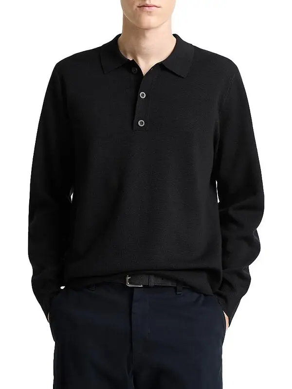 Vince Merino Wool Blend Milano Long Sleeve Polo - Coastal