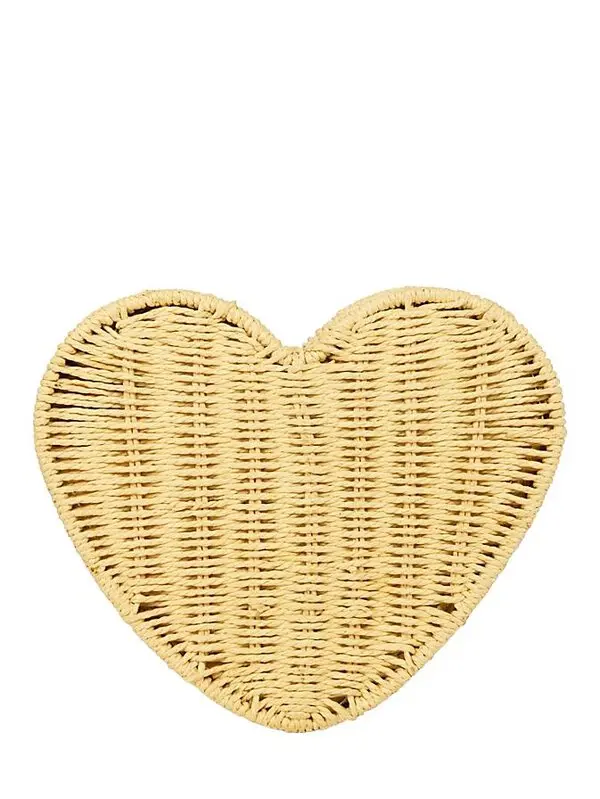Aqua Wicker Heart Crossbody - Natural