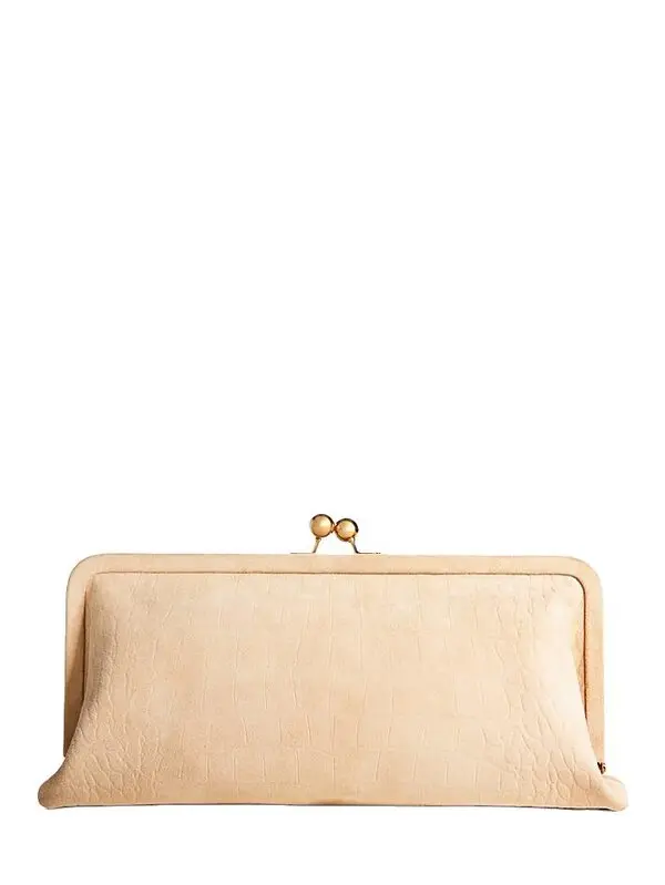 Aqua Medium Suede Coin Purse - Natural