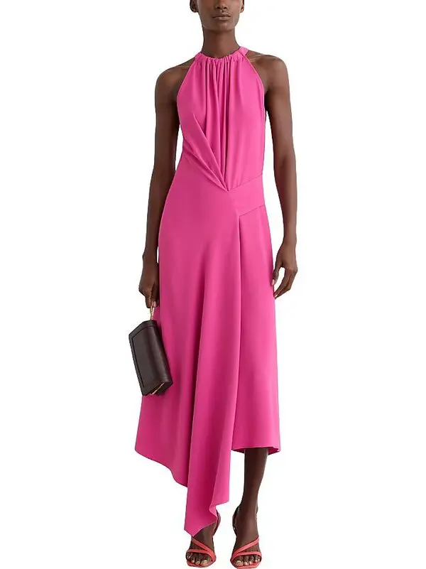 REISS Draped Midi Dress - Raspberry