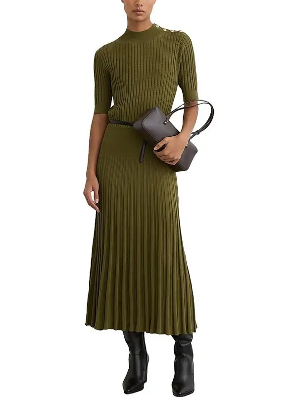 REISS Harriet Short Sleeve Knitted Dress - Green