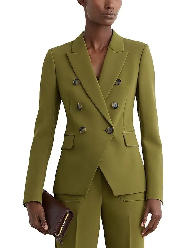 REISS Priya Double-breasted Blazer - Chartreuse