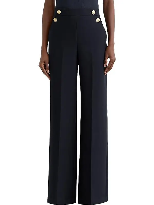 REISS Carley Wide Leg Trousers - Navy