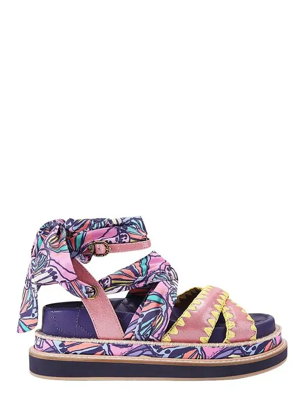 Kurt Geiger Orson Scarf Ankle Tie Espadrille Sandals - Open Pink