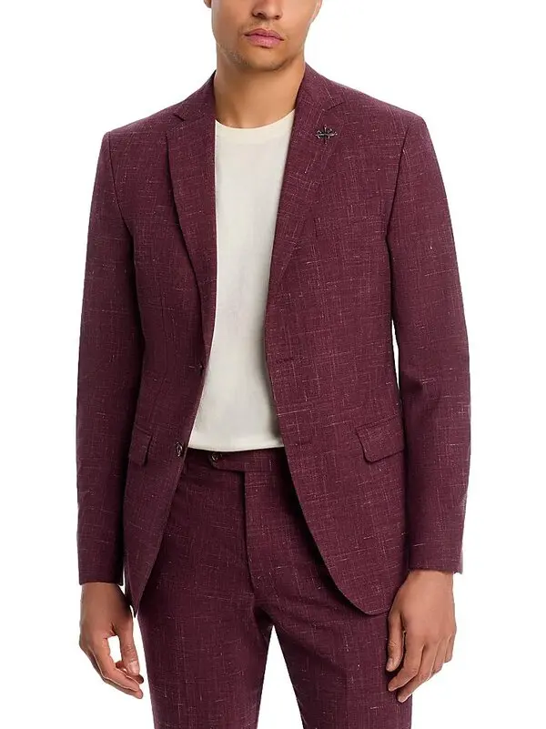 John Varvatos Slim-fit Solid Suit Jacket - Burgundy