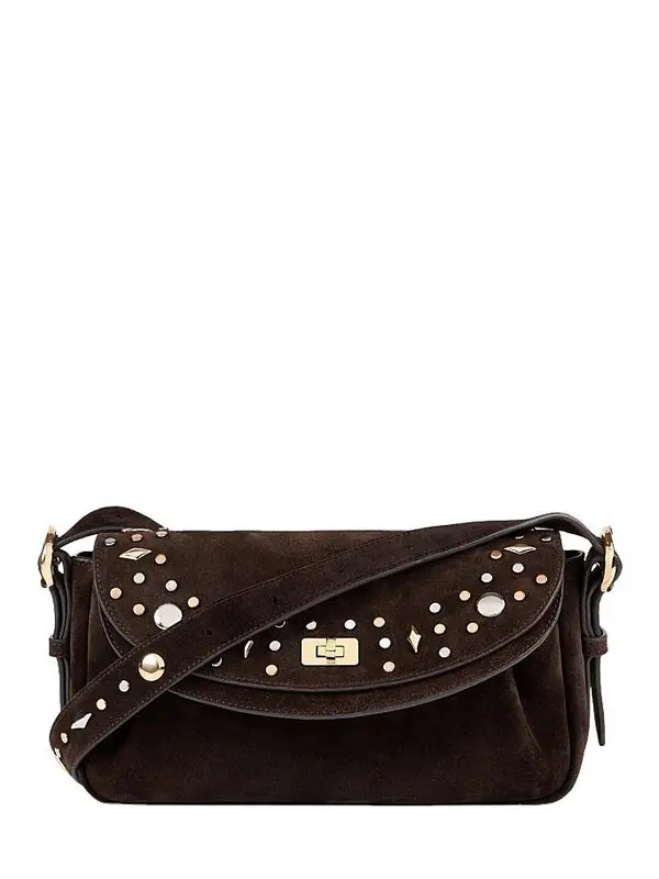 Sandro Le Mambo Janys Studded Suede Bag - Black / Brown