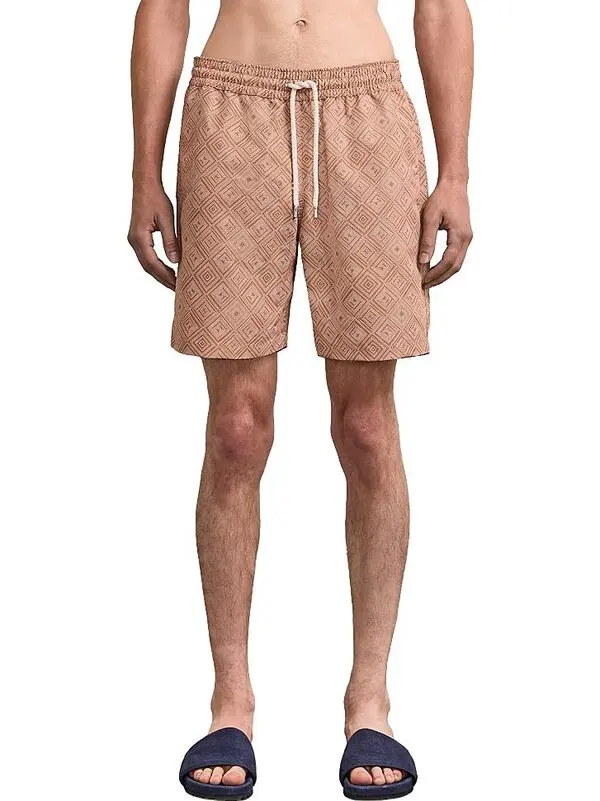 Frescobol Carioca Santos Madeira Print 4.5" Swim Shorts - Copper