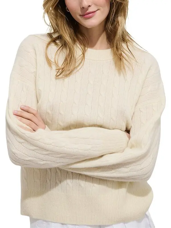 ALEX MILL Charlie Cashmere Cable Knit Sweater - Cloud