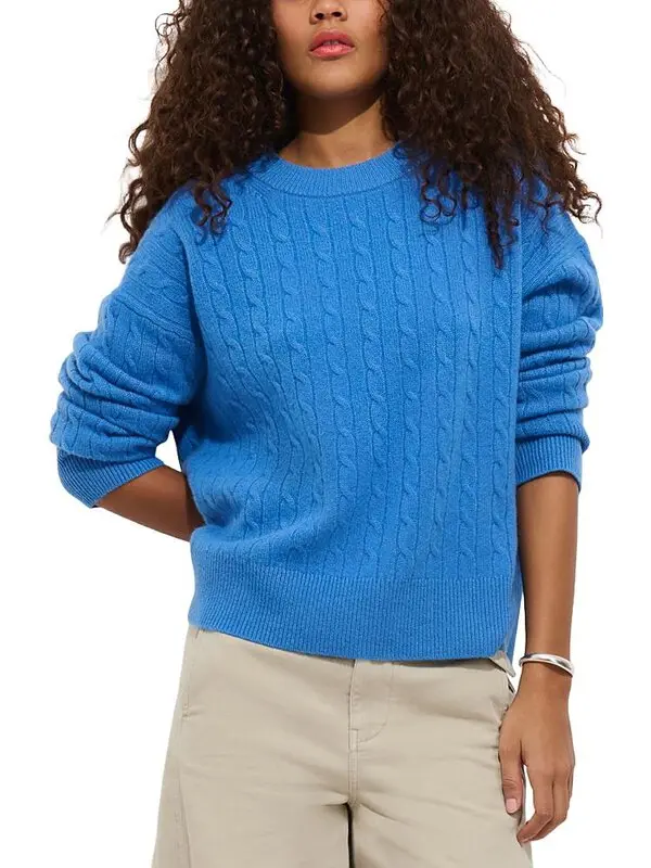 ALEX MILL Charlie Cashmere Cable Knit Sweater - French Blue