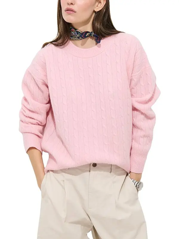 ALEX MILL Charlie Cashmere Cable Knit Sweater - Rose Quartz