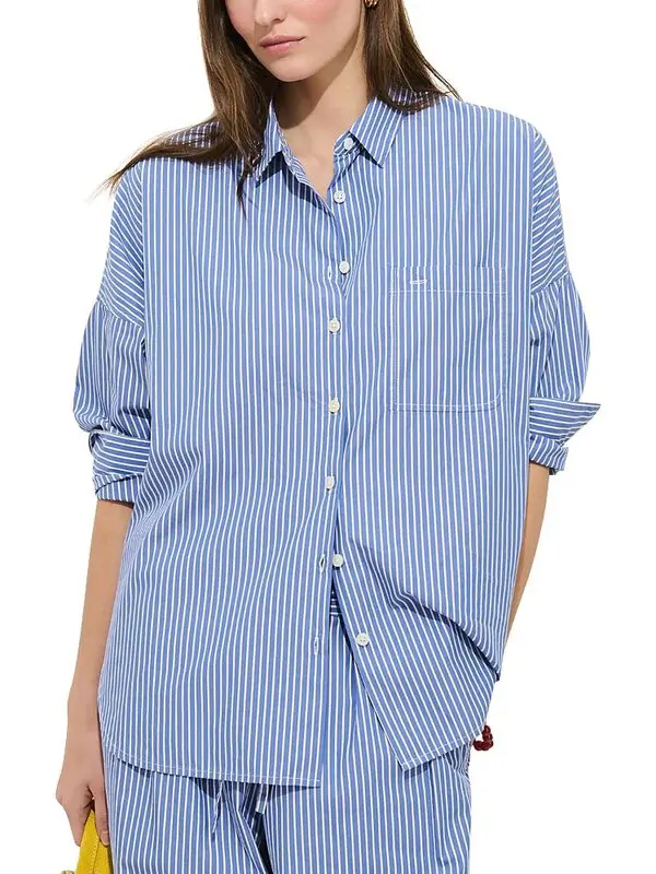 ALEX MILL Jo Striped Cotton Shirt - White/blue