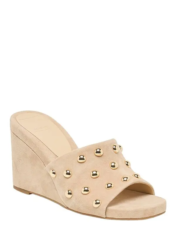 Dolce Vita Holta Studded Wedge Sandals - Camel Suede