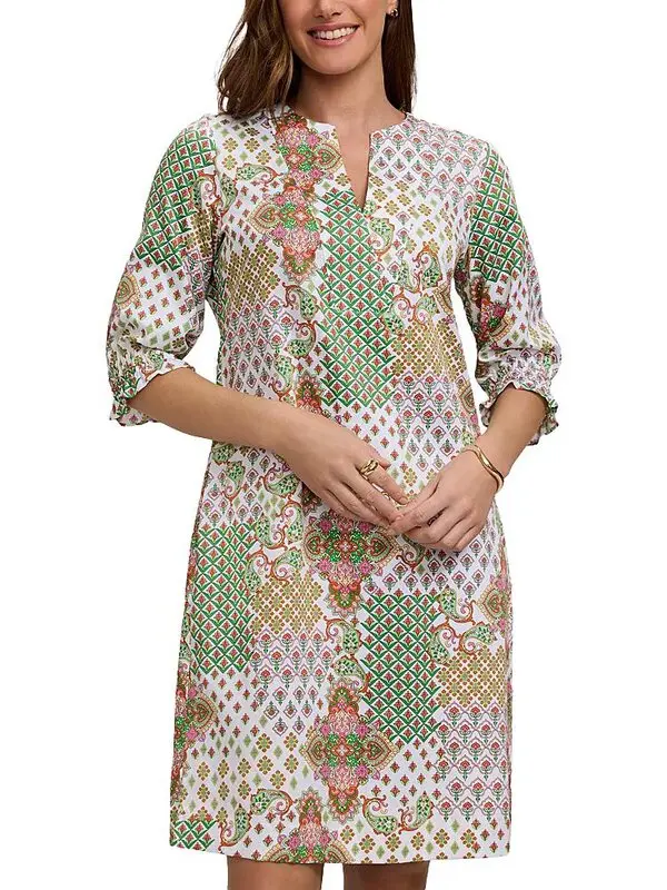 Foxcroft Alicia Patchwork Dress - Green Multi