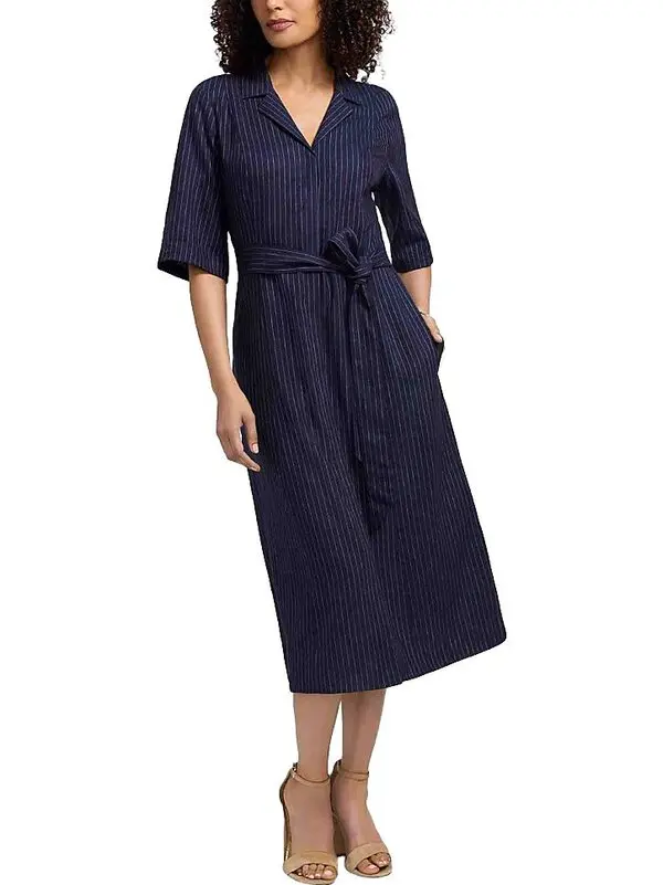 Foxcroft Aniston Stripe Dress - Navy/ White