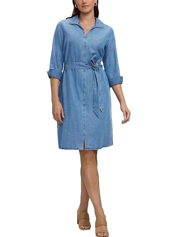 Foxcroft Agnes Denim Shirt Dress - Bleach Wash