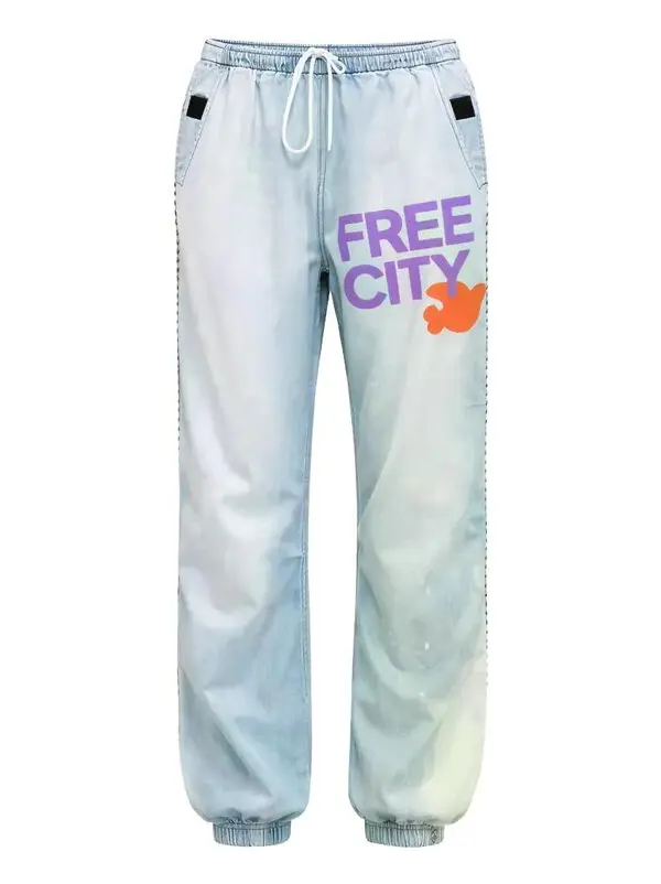 FREECITY Print-detail Drawstring Trousers - Blue