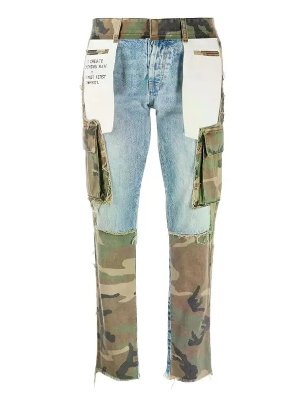 BEN TAVERNITI UNRAVEL PROJECT Camouflage Panelled Jeans - Blue