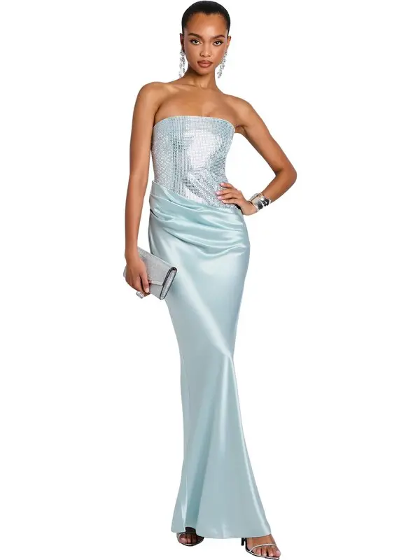 Retrofete Strapless Satin Embellished Gown - Seychelles