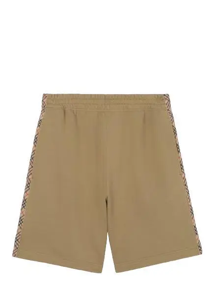Burberry Check Trim Cotton Shorts - Sparrow Beige