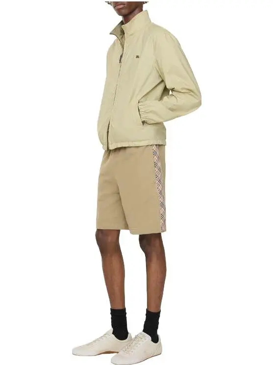 Burberry Check Trim Cotton Shorts - Sparrow Beige