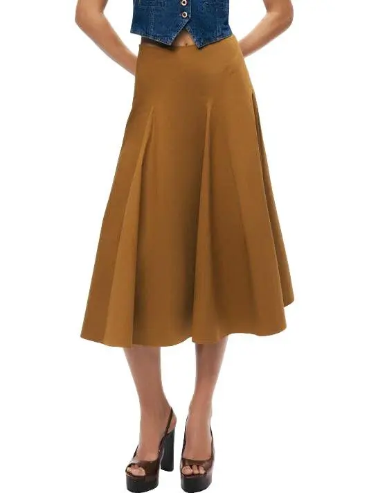 NOCTURNE Flared Midi Skirt - Camel