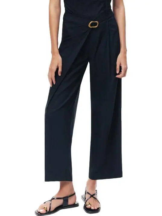 NOCTURNE Asymmetric Buckle Detail Pants - Black