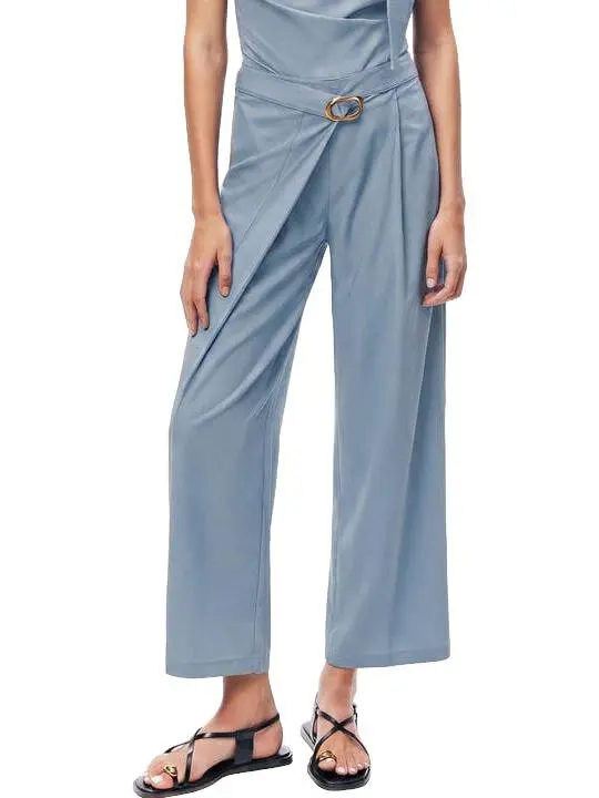 NOCTURNE Asymmetric Buckle Detail Pants - Blue