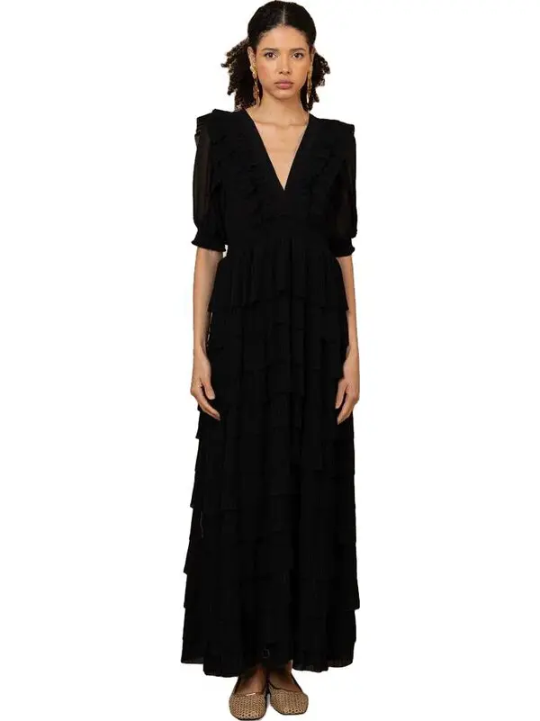 Hale Bob Chiffon Maxi Dress - Black