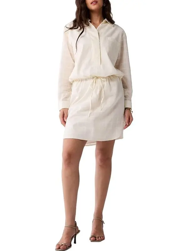 REISTOR Oversized Shirt Dress With Drawstring - Off White