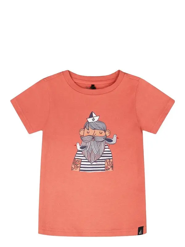 DEUX PAR DEUX Organic Cotton Sailor Graphic Short Sleeve T-shirt - Brick
