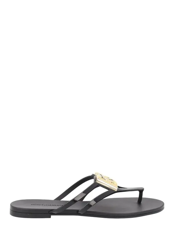 Dolce & Gabbana Logo Slide Sandals - Black