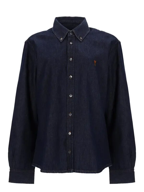 Ami Shirt With Logo - Blue