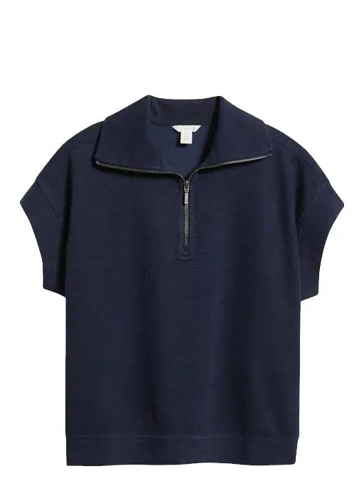 Caslon Short Sleeve Quarter Zip Sweatshirt - Navy Still