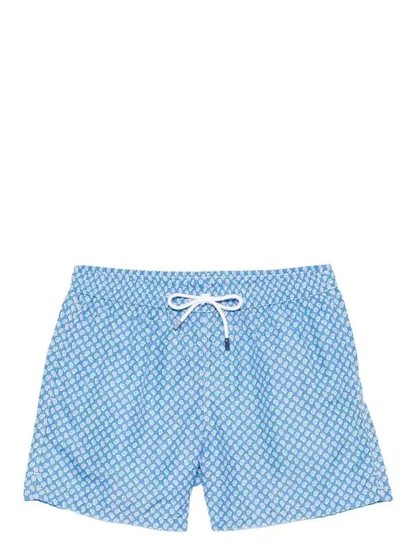 Fedeli Paisley Swim Shorts - Blue