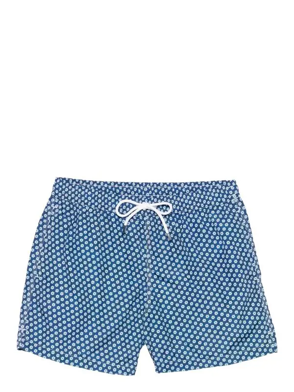 Fedeli Printed Swim Shorts - Blue