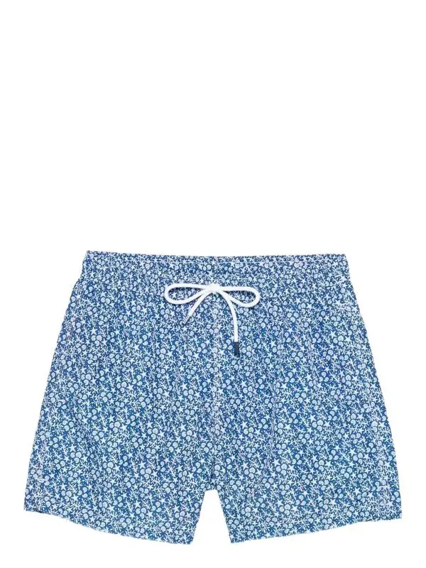 Fedeli Printed Swim Shorts - Blue