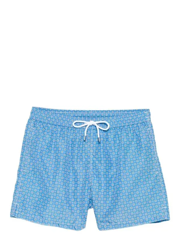 Fedeli Print Swim Shorts - Blue