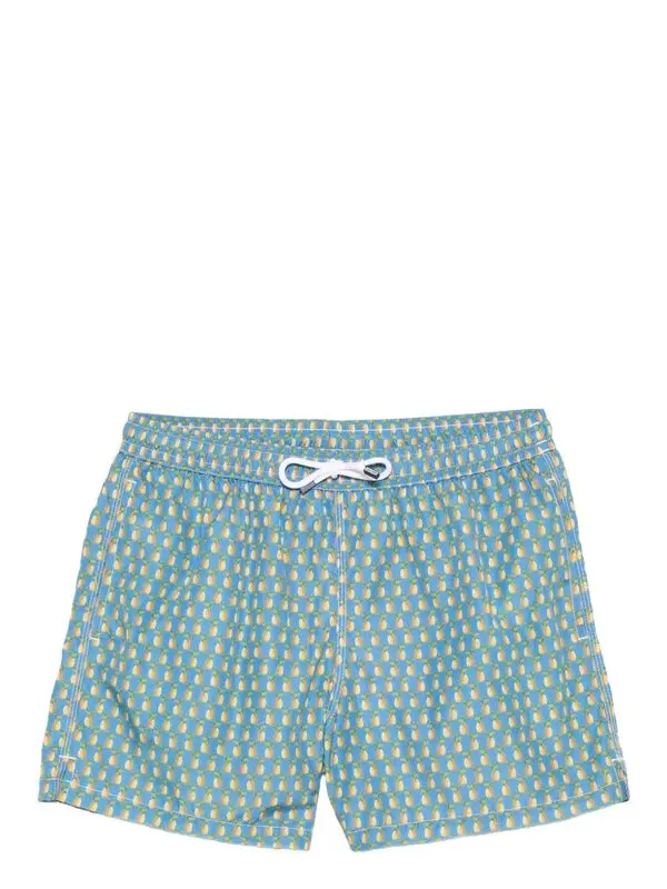 Fedeli Pineapple-print Swim Shorts - Blue