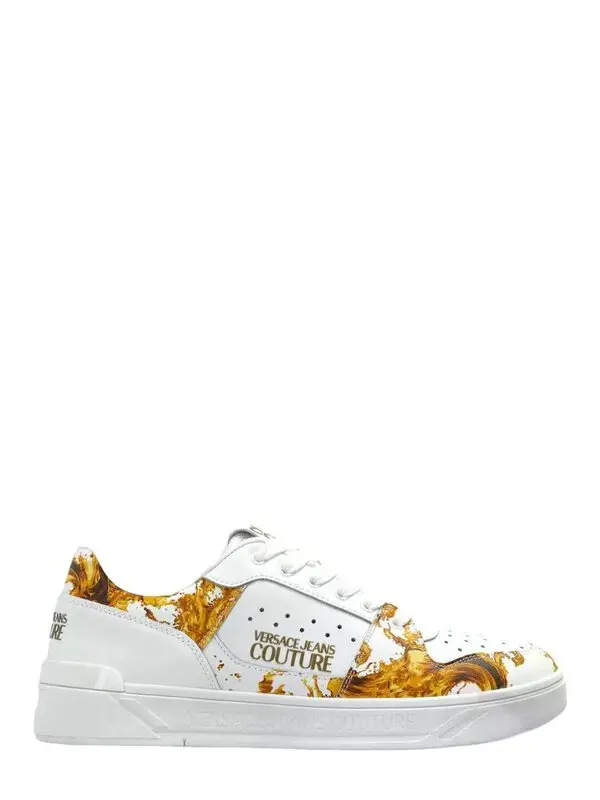 Versace Printed Leather Sneakers - White