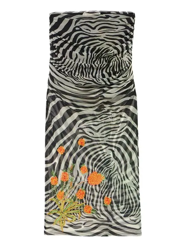 Blumarine Zebra-print Tulle Midi Skirt - Black