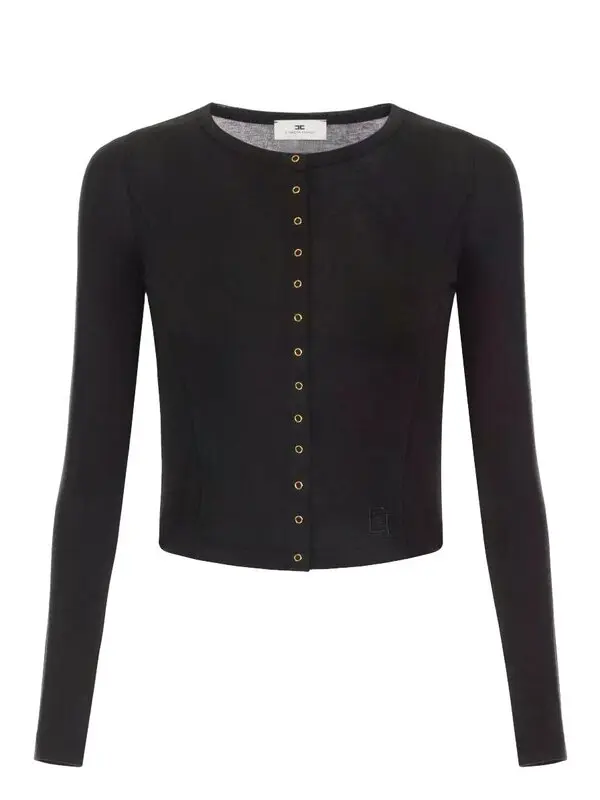 Elisabetta Franchi Embroidered Logo Cardigan - Black
