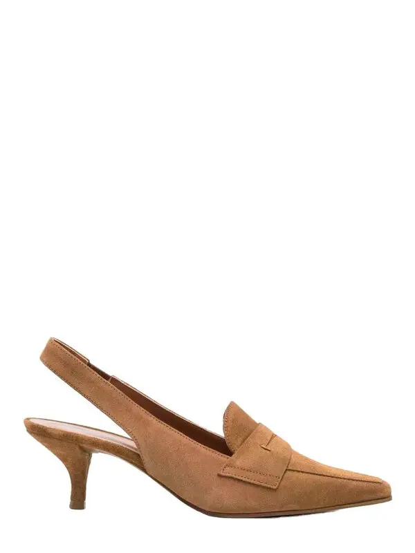 Roberto Festa Pointed Leather Slingback Pumps - Brown