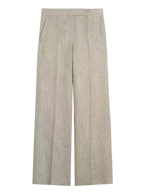 Max Mara Herringbone Linen Twill Trousers - Neutrals