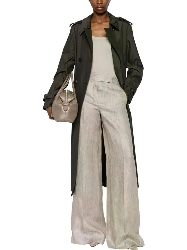 Max Mara Herringbone Linen Twill Trousers - Neutrals