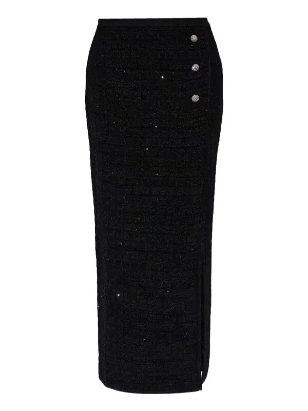 Alessandra Rich Sequin-embellished Knitted Midi Skirt - Black