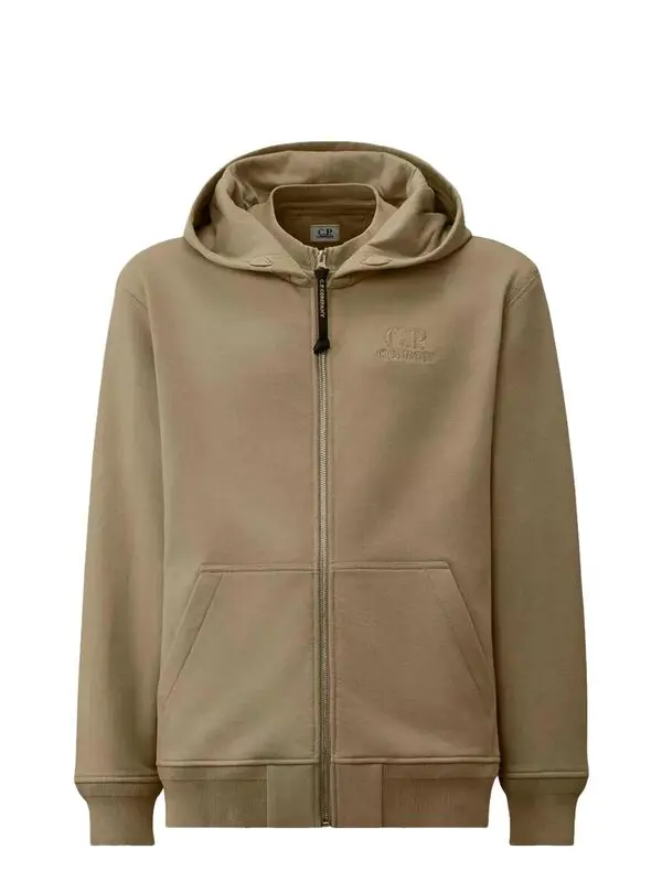 C.P. COMPANY Logo-detail Zip-up Hoodie - Neutrals