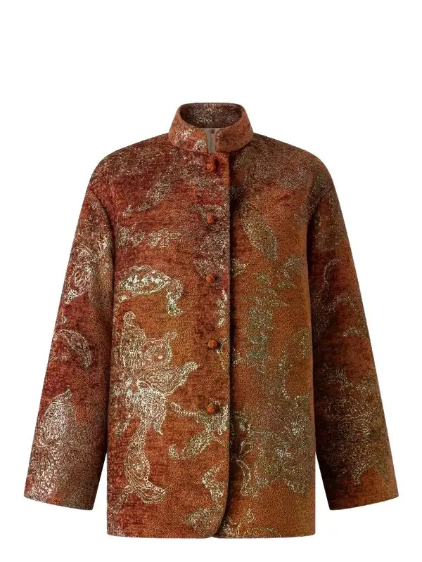 Shanghai Tang Floral-jacquard Jacket - Brown